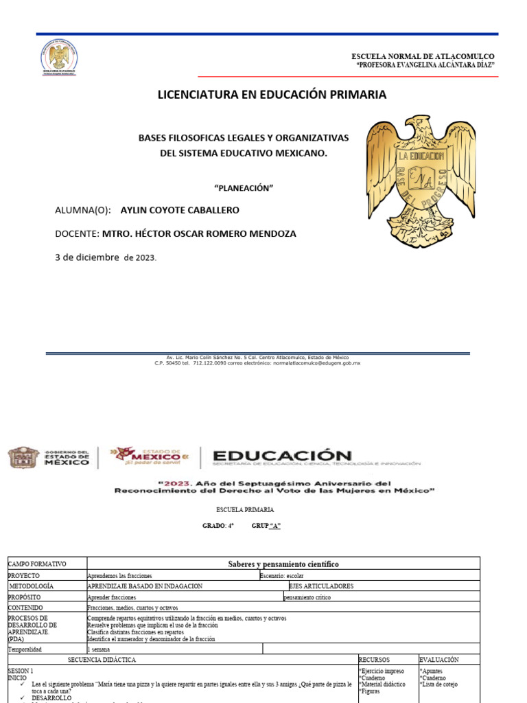Planeacion Aylin Lep 1 | PDF | Educación primaria | Enseñando