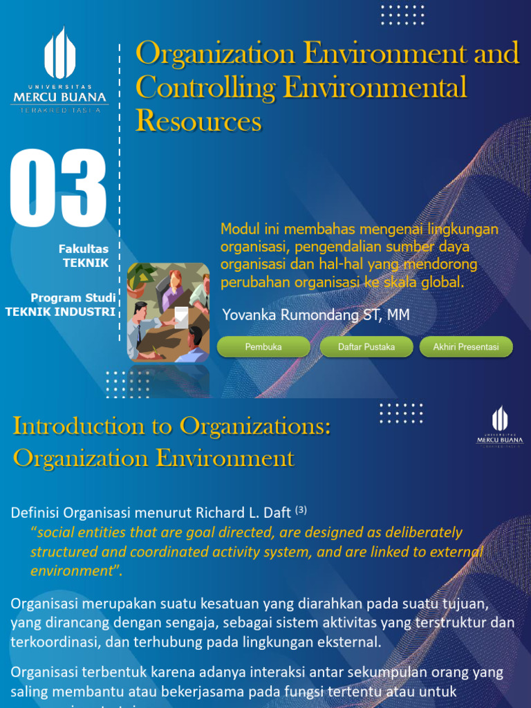 Modul 03-Organization Environment and Controlling Environmental Resources | PDF | Karier ...