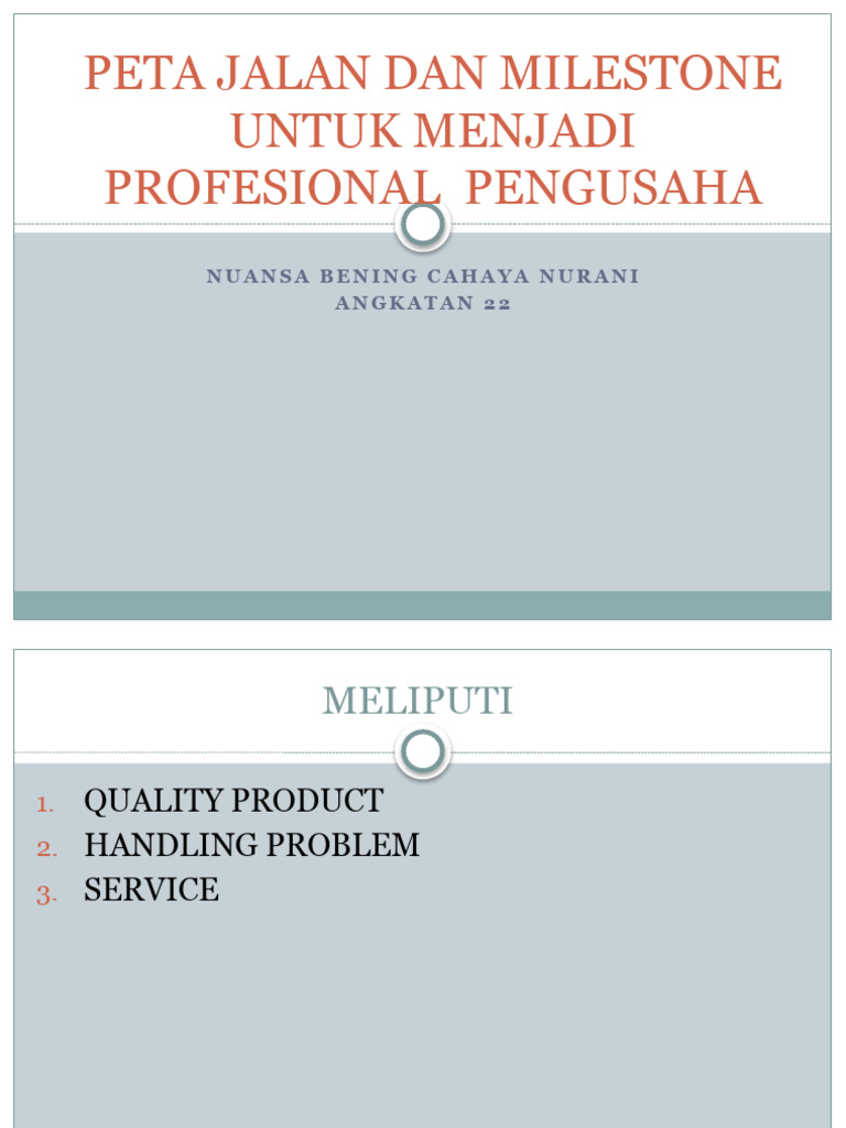 Peta Jalan Dan Milestone Untuk Menjadi Profesional Pengusaha | PDF