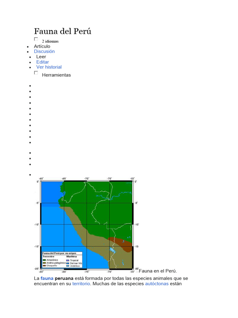 Fauna Del Perú | PDF | Ciencias de la Tierra