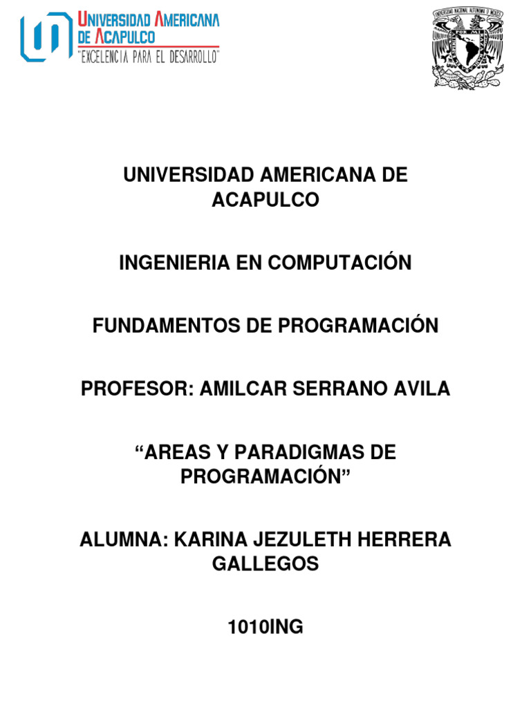 “AREAS Y PARADIGMAS DE PROGRAMACIÓN” | PDF