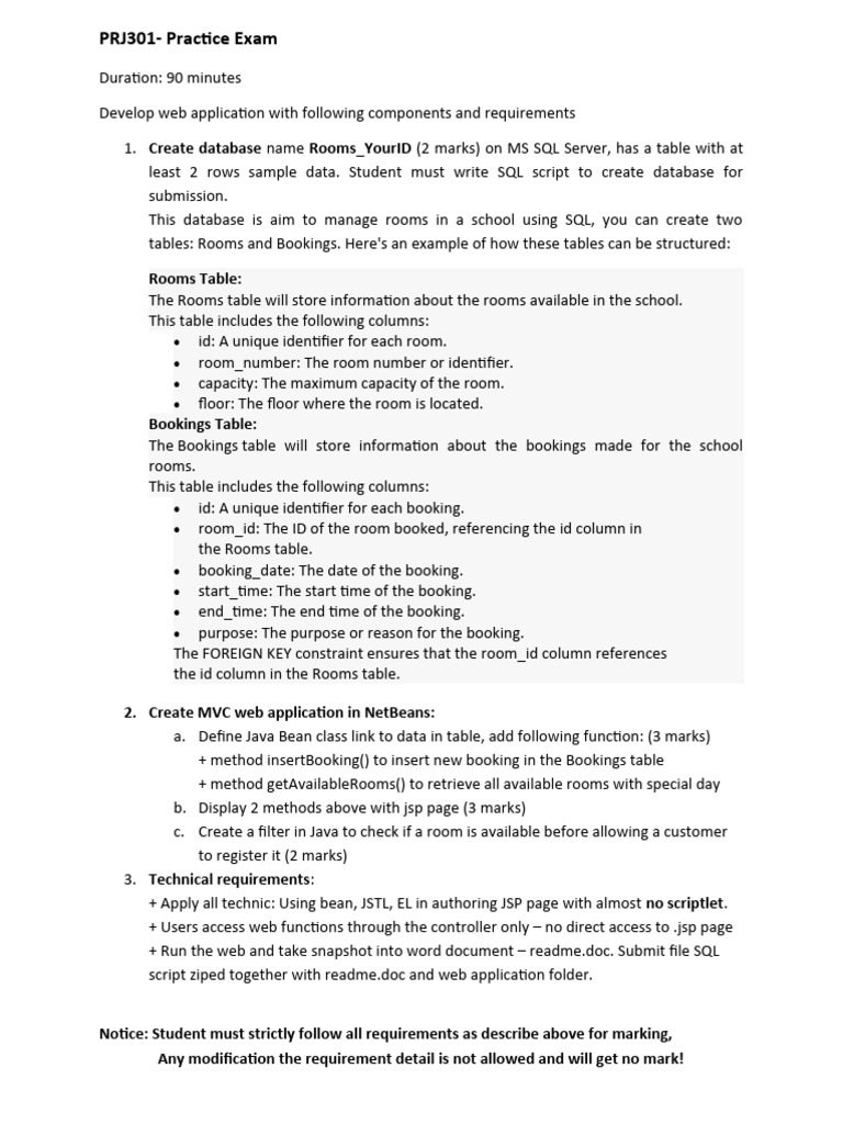 SQL Web App Practice Exam Guide | PDF | Table (Database) | Sql