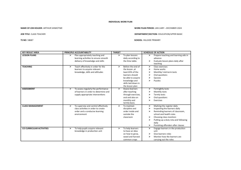 Individual Work Plan | PDF | Learning | Lesson Plan