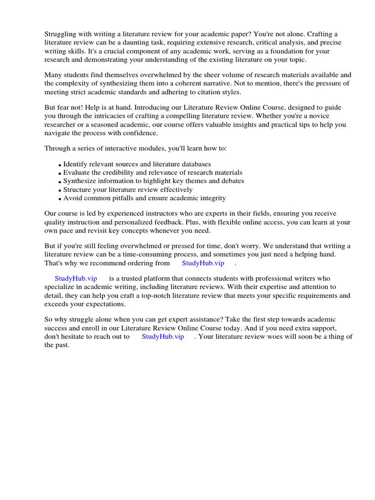 Literature Review Online Course | PDF | Thesis | Essays