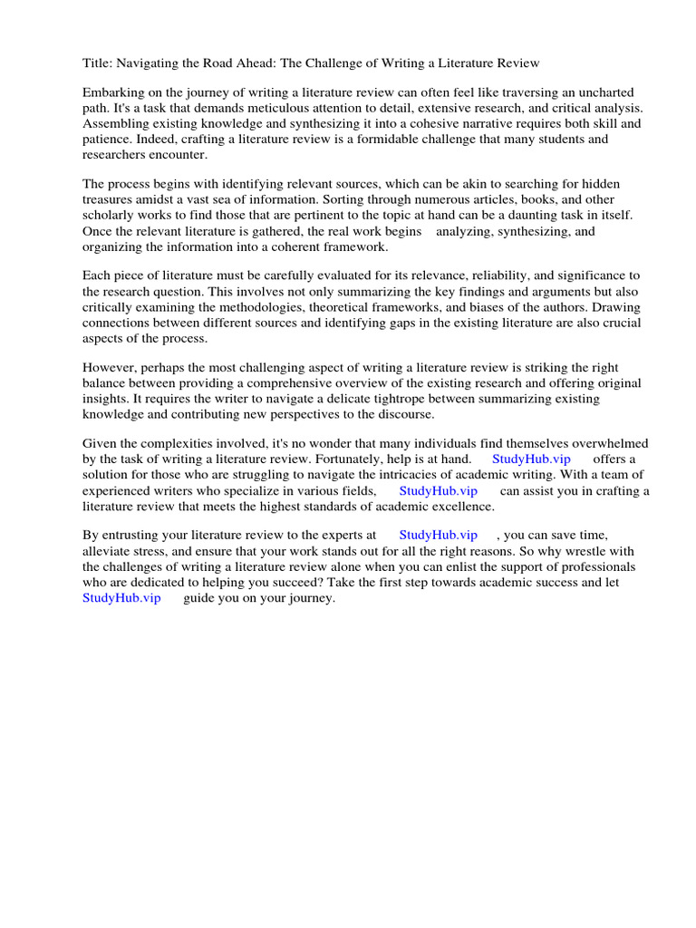 The Road Ahead Literature Review | PDF