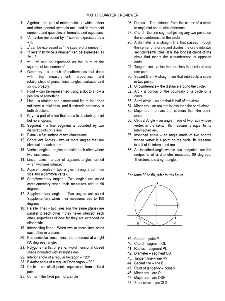 Math 7 Quarter 3 Review Guide | PDF | Teaching Methods & Materials