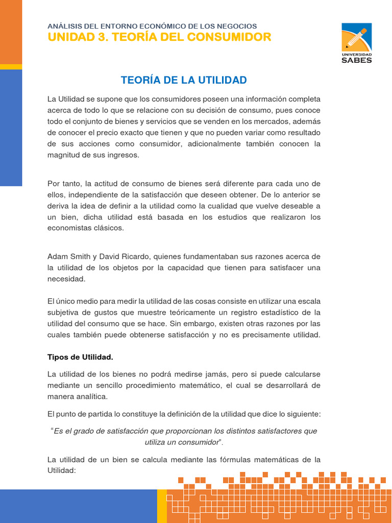 Teoría del Consumidor y Utilidad | PDF | Utilidad | Utilidad marginal