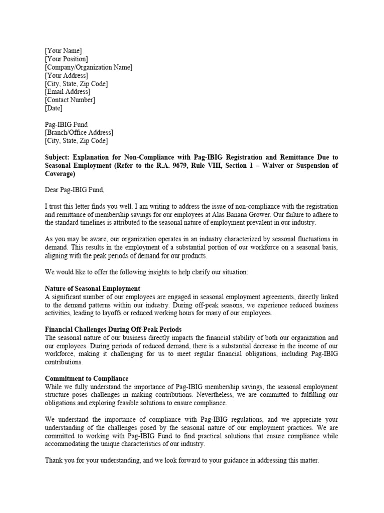 Pag-Ibig Letter Reply | PDF | Employment | Regulatory Compliance