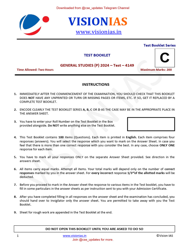 Vision GS Test 24 Prelims 2024 | PDF