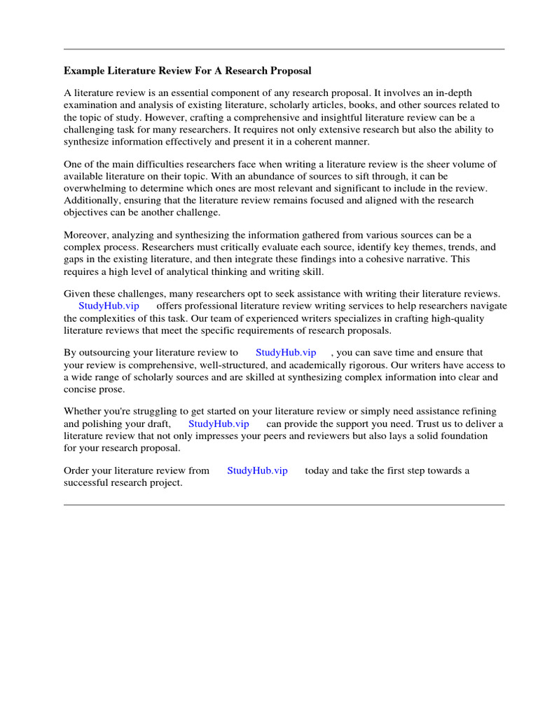 Example Literature Review for a Research Proposal | PDF