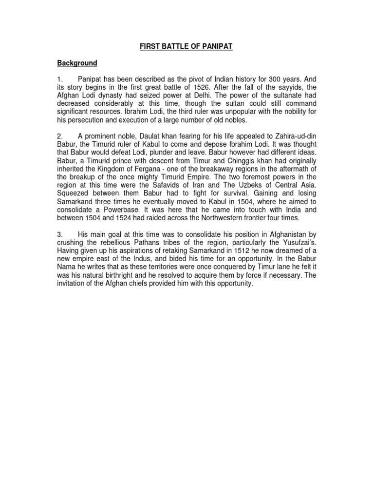 First Battle of Panipat | Download Free PDF | Cavalry | Infantry