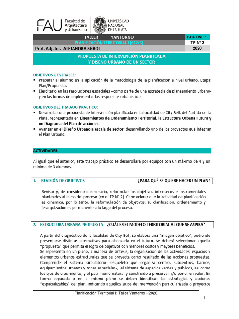 Guía TP #3 - PROPUESTA DE INTERVENCIÓN PLANIFICADA Y DISEÑO URBANO - PT1 - 2020 | Descargar ...