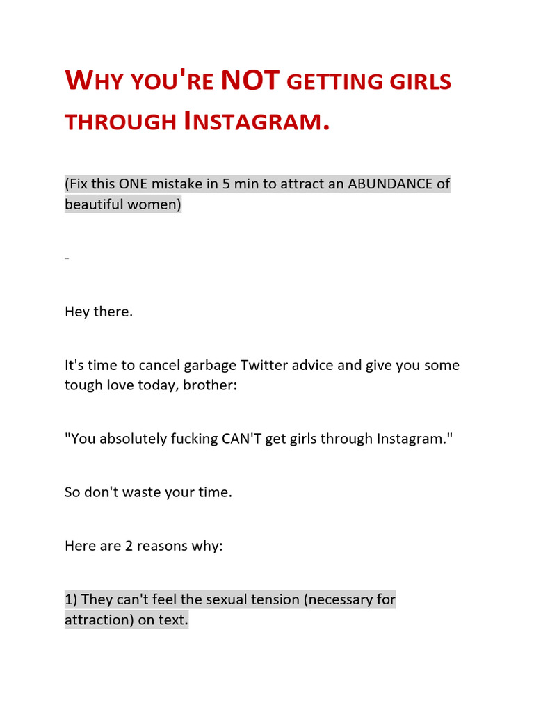 Attract Women: Stop DMing on Instagram | PDF | Social Science
