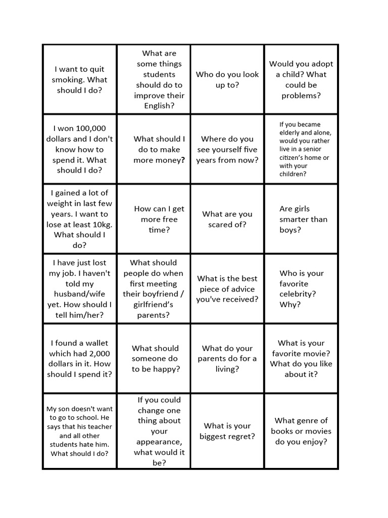 Questions For Short Conversations Conversation Topics Dialogs Debating ...