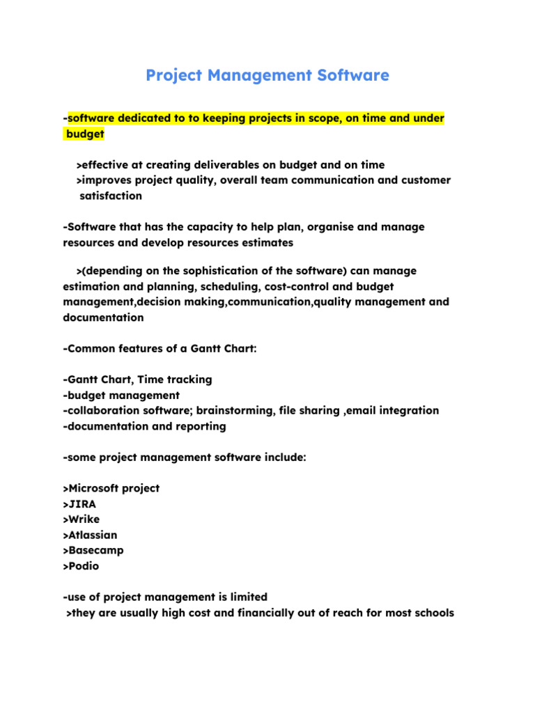 Project Management Software | PDF