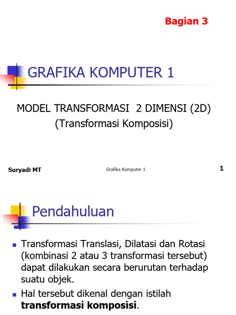 Kuliah - 6 Transformasi Matriks 2d 2023 Bagian 3a | PDF