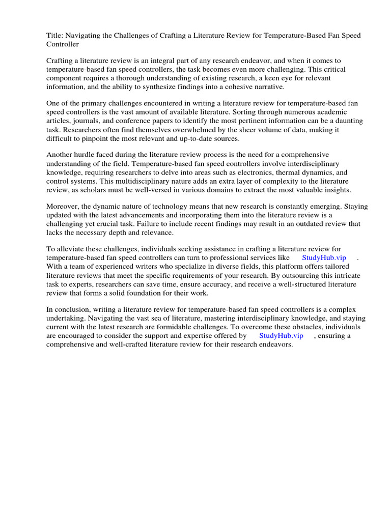 Literature Review For Temperature Based Fan Speed Controller | PDF ... Literature Review For Temperature Based Fan Speed Controller | PDF ...