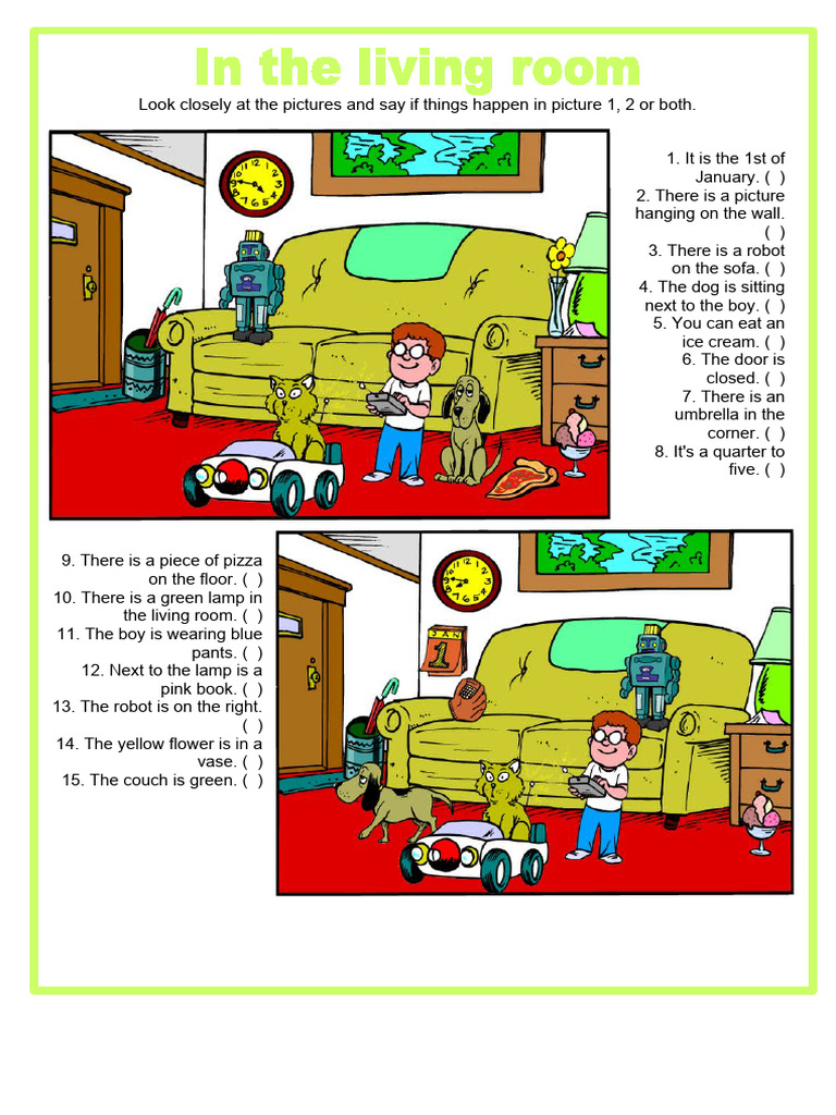 Picture Description in The Living Room Oneonone Activities Picture ...