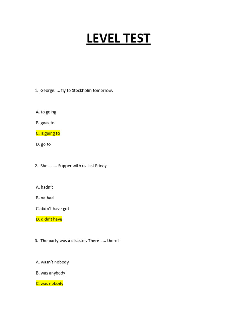 Level Test | PDF
