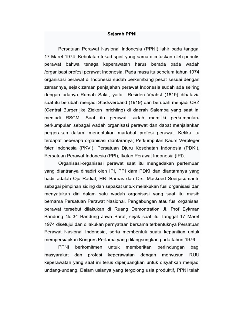 Sejarah PPNI | PDF