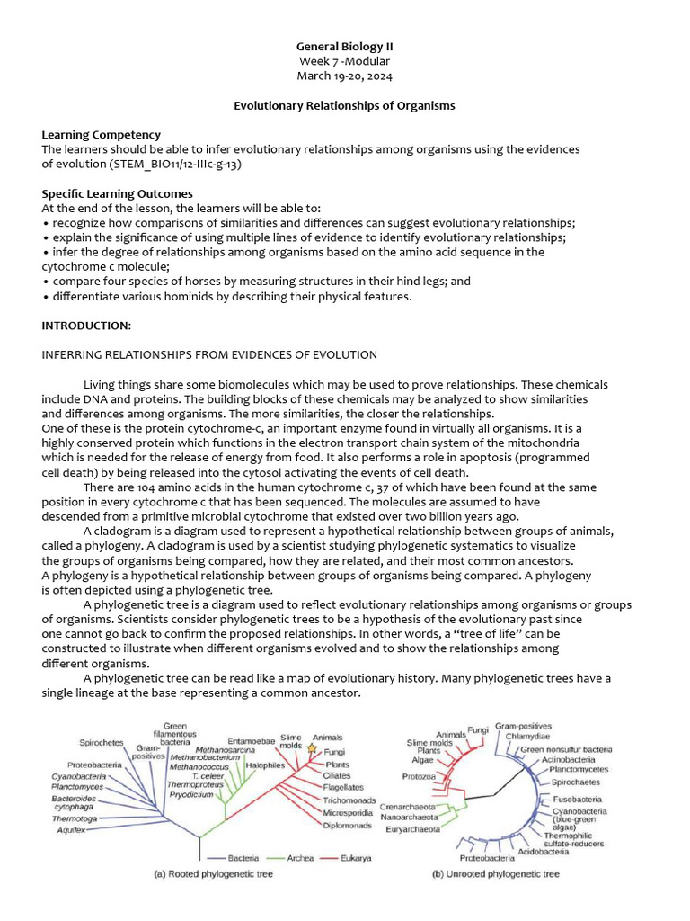 General Biology II Modular | PDF | Phylogenetic Tree | Phylogenetics