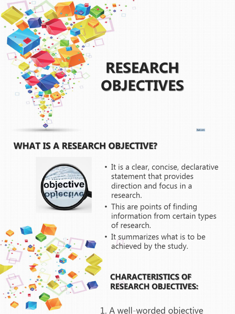 Lesson 9b-Research Objectives | PDF | Sampling (Statistics) | Reading ...