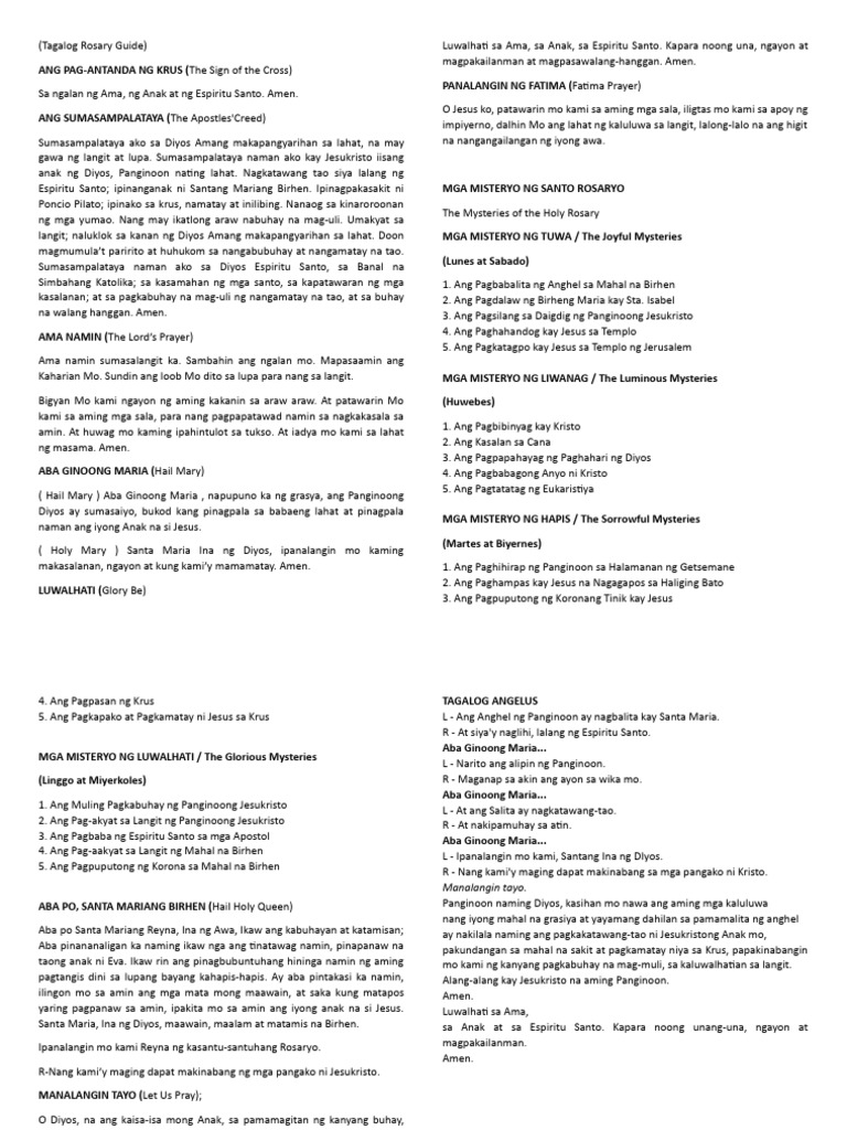 Tagalog Rosary Guide | PDF