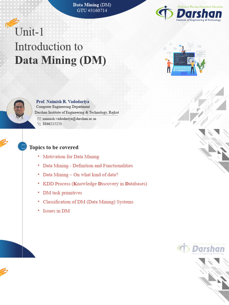 DM GTU Study Material Presentations Unit-1 18022021081301AM | PDF | Data Mining | Databases