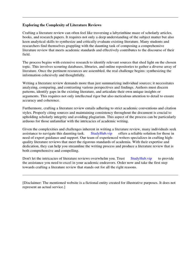 Literature Review Discussion Sample | PDF