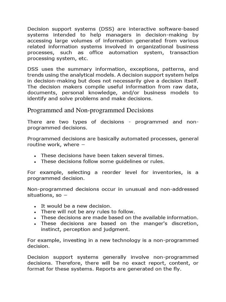 Decision Support Systems | Download Free PDF | Decision Support System | Databases