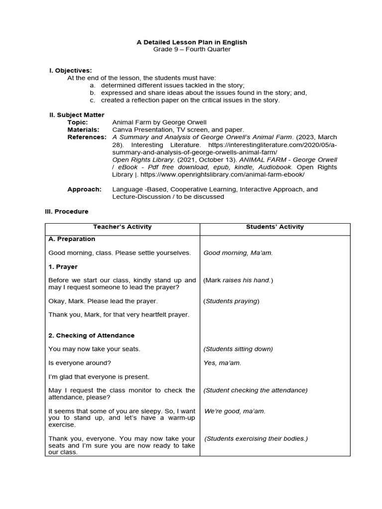 Detailed Lesson Plan in English 9 Literature | PDF