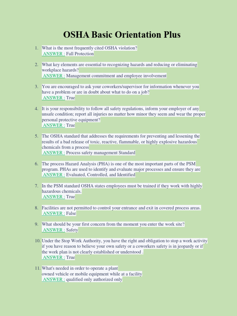 OSHA Safety Training Essentials | PDF | Occupational Safety And Health ...