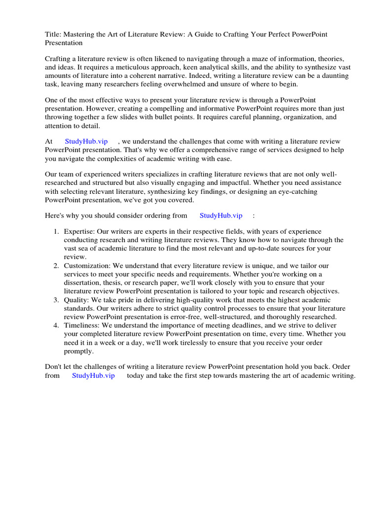 Literature Review Powerpoint Example | PDF