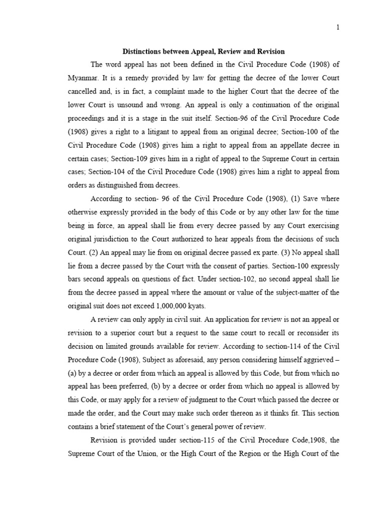 Distinctions Between Appeal | PDF | Appeal | Lawsuit Distinctions Between Appeal | PDF | Appeal | Lawsuit
