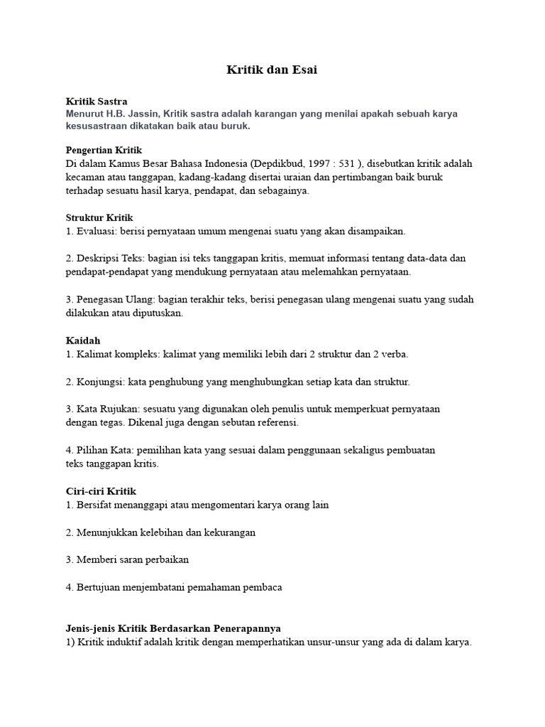 Kritik Dan Esai | PDF