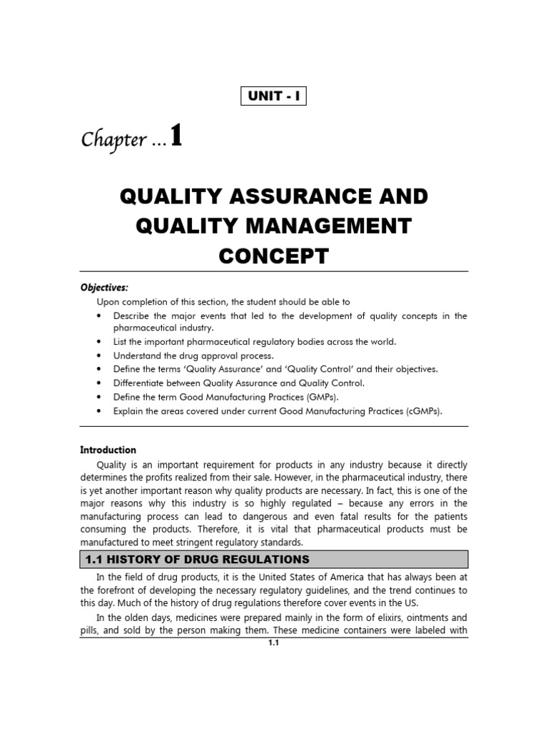Quality Assurance and Quality Management Concept | PDF | Food And Drug ...