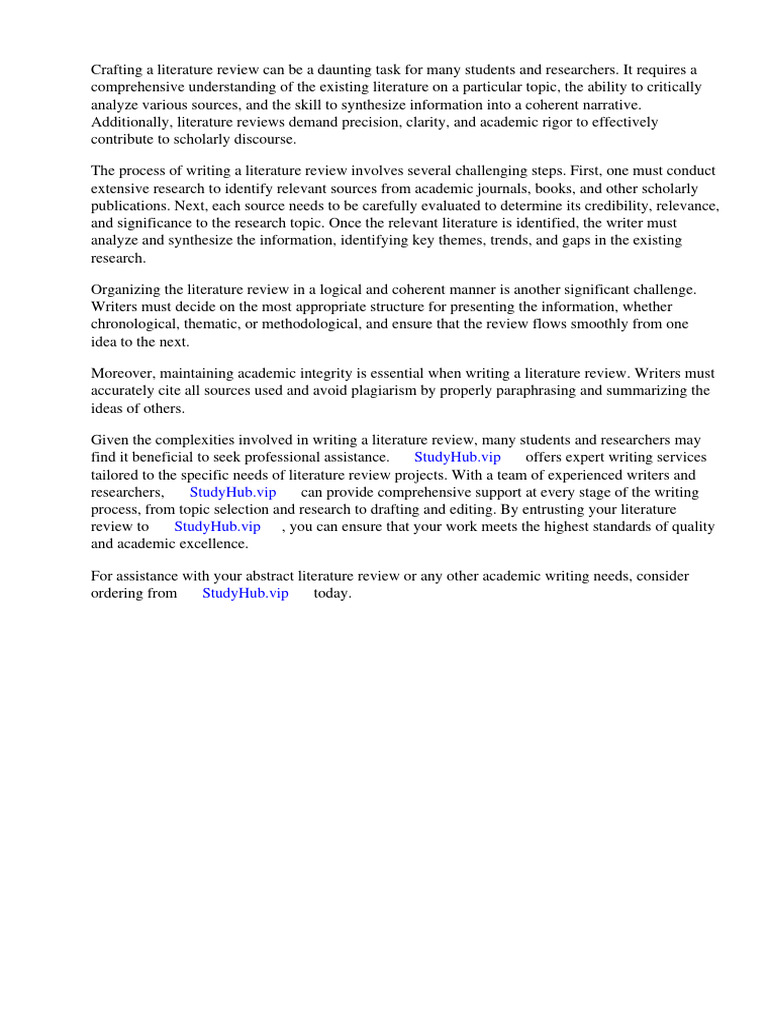 Writing Abstract Literature Review | PDF