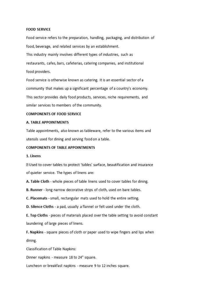 Food Service Pdf Waiting Staff Sustainability