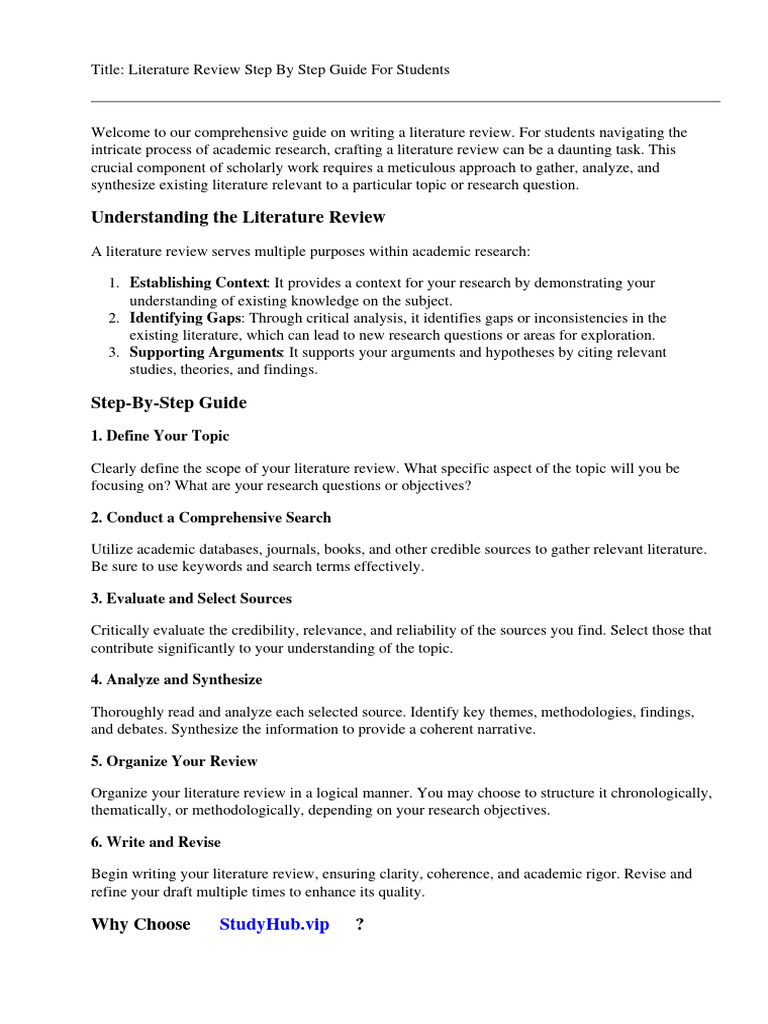 Step-by-Step Literature Review Guide | PDF | Literature Review ...