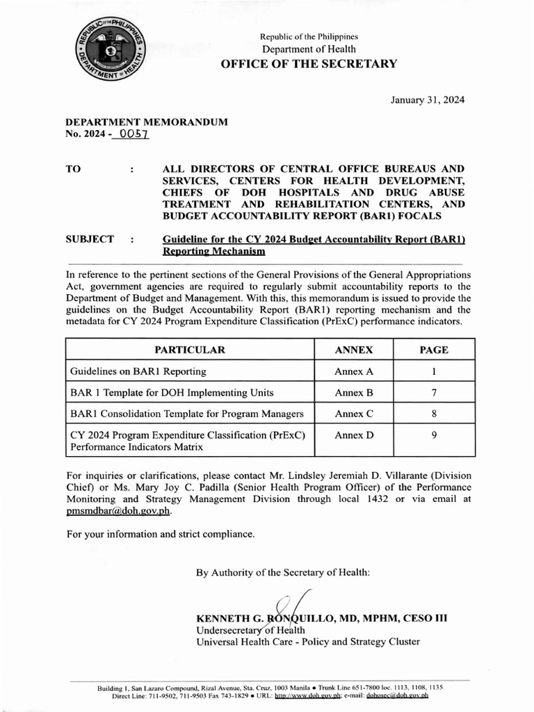 DM - 2024-0057 - Guidelines For The CY 2024 Budget Accountability ...