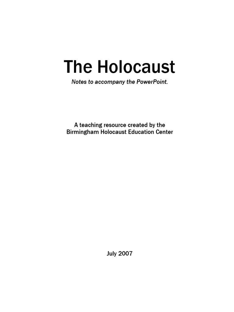 NOTES The Holocaust 6-1-07 | PDF | Nazi Germany | Hitler Family