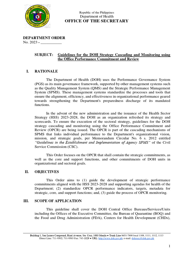 [Working Draft] Do 2023 Opcr Guidelines | PDF