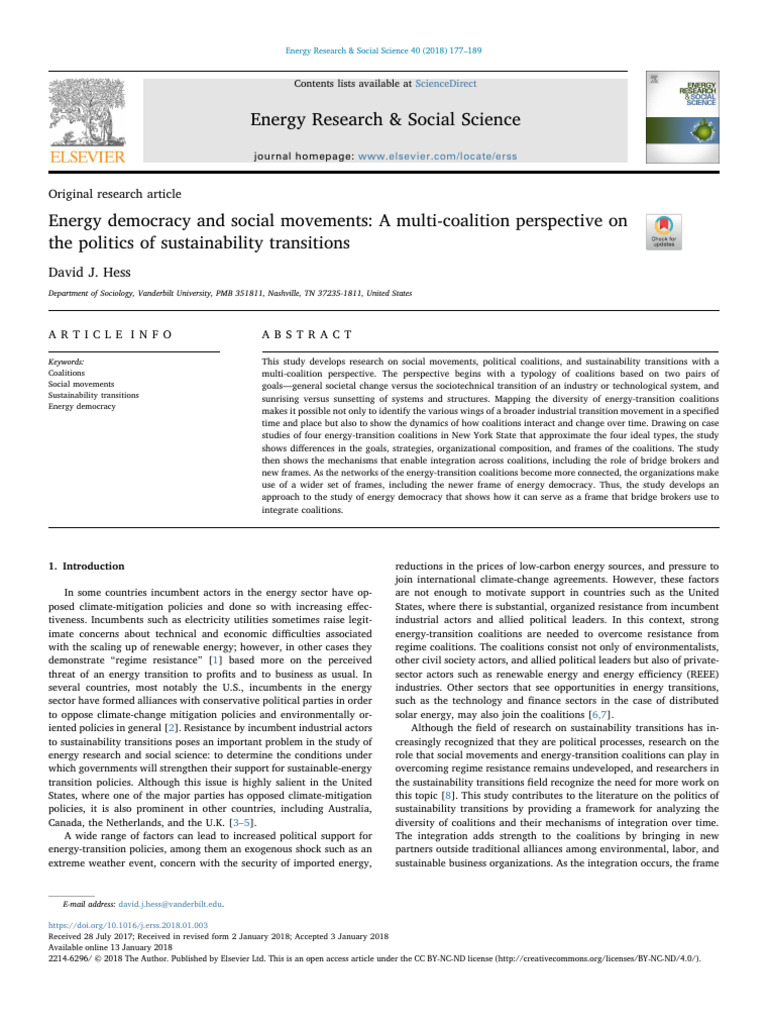 Energy Democracy & Social Movements | PDF | Sustainability | Policy