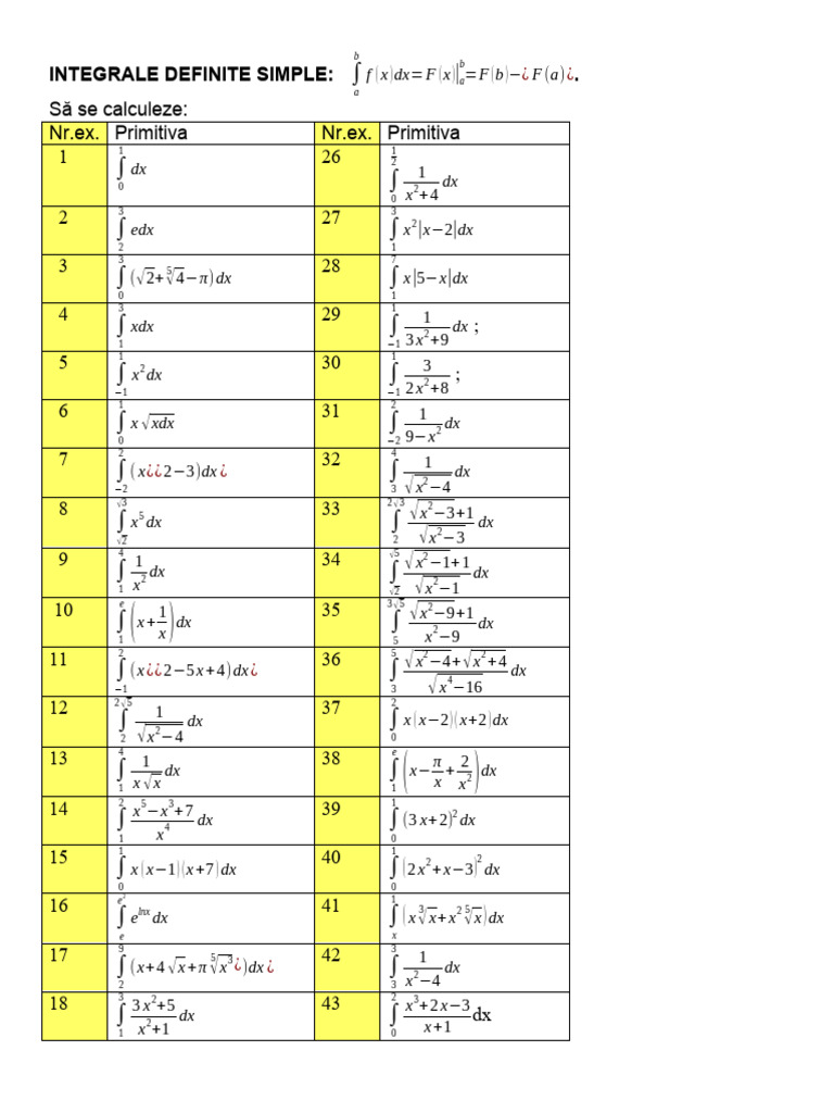 Integrale - Simple - Definite 3 | PDF
