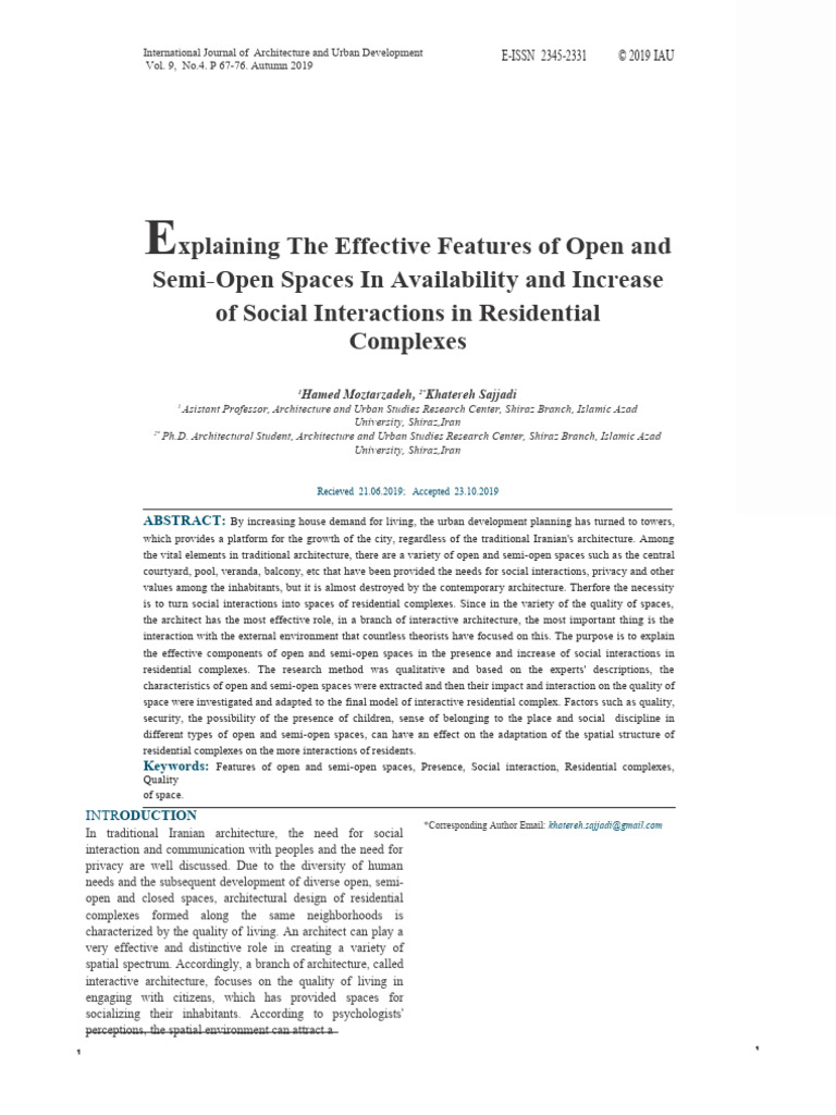 Xplaining The Effective Features of Open and Semi-Open Spaces in ...