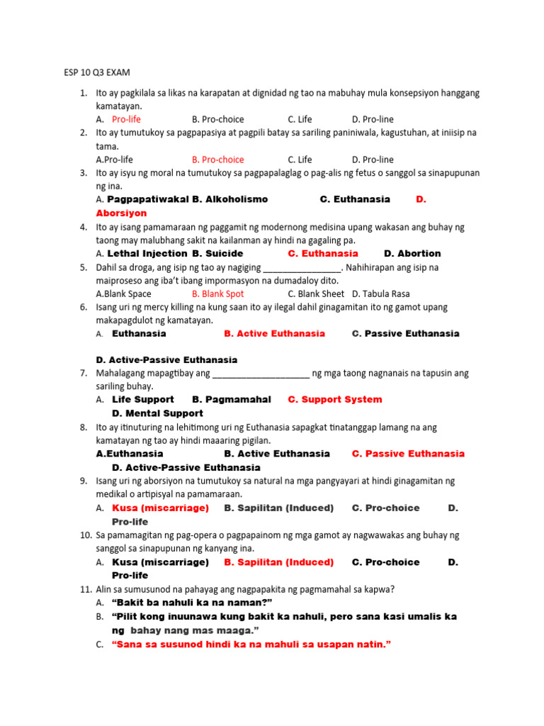 Esp 10 Q3 Exam | PDF