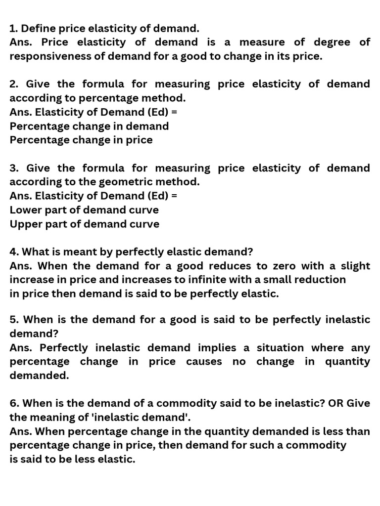 Question and Answers | PDF | Demand | Elasticity (Economics)