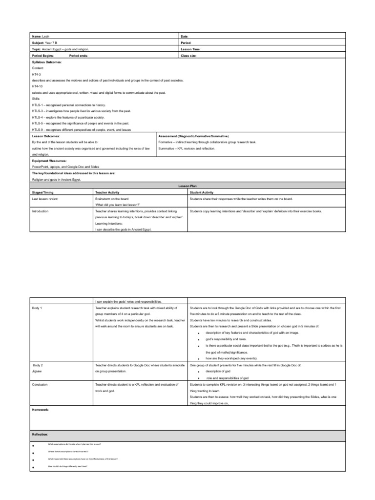God and Religion Lesson Plan | PDF | Cognition | Learning
