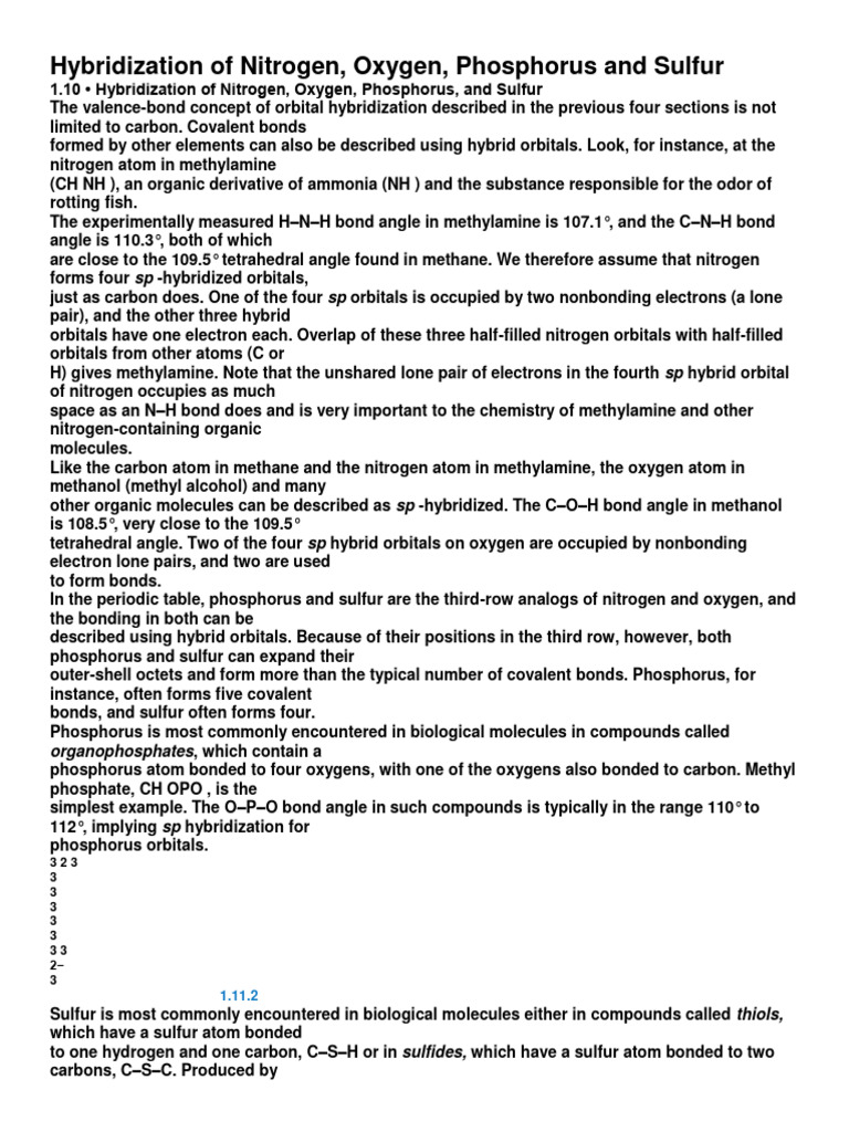 Hybridization of Nitrogen | PDF