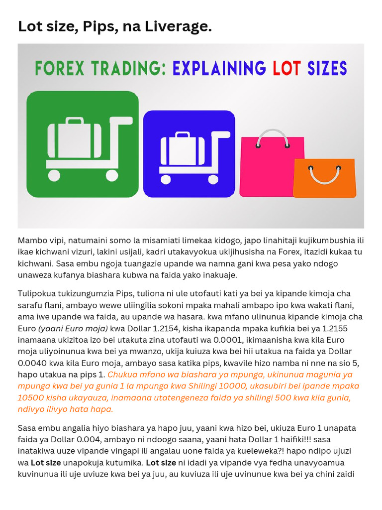 Lot Size, Pips, Na Liverage. | PDF